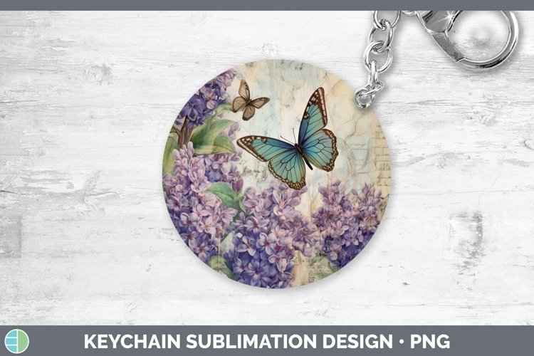 Vintage Decoupage Hyacinth Keychain Sublimation Keyring Desi
