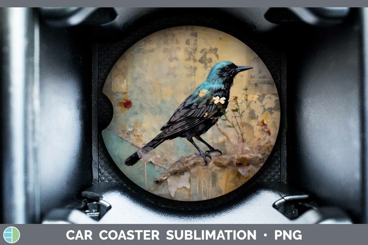 Vintage Decoupage Starling Car Coaster Sublimation Coaster D
