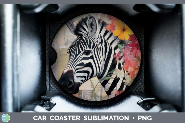 Vintage Decoupage Zebra Car Coaster Sublimation Coaster Desi