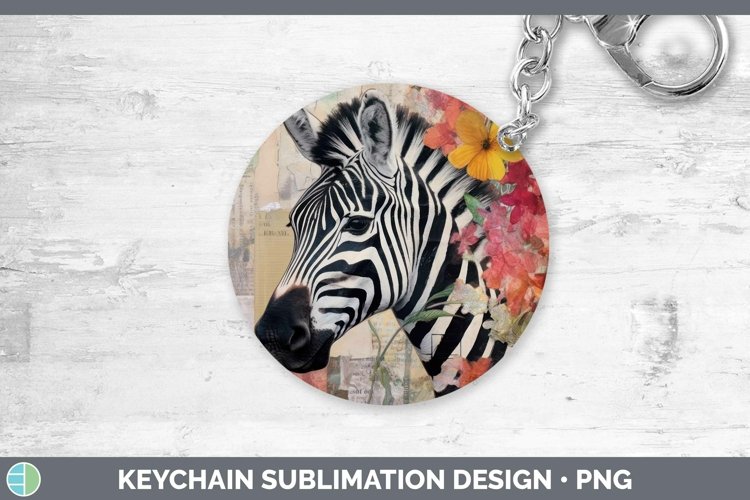 Vintage Decoupage Zebra Keychain Sublimation Keyring Designs