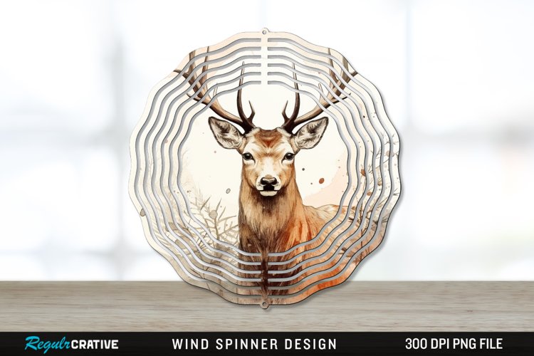 Vintage Deer Wind Spinner Sublimation PNG Design