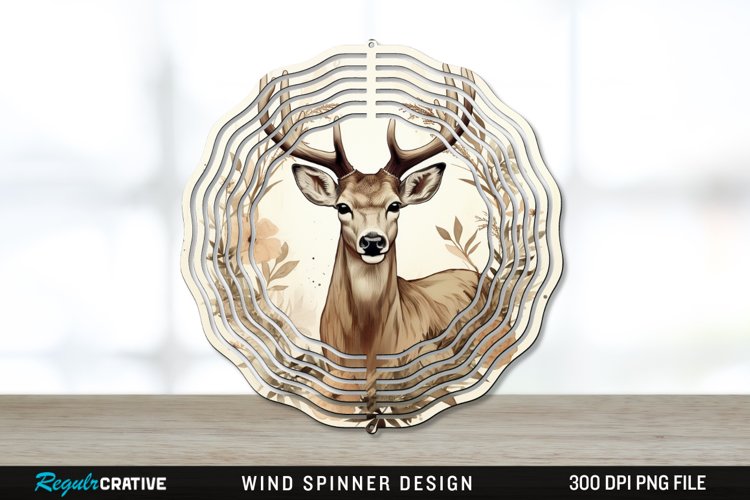 Vintage Deer Wind Spinner Sublimation PNG Design