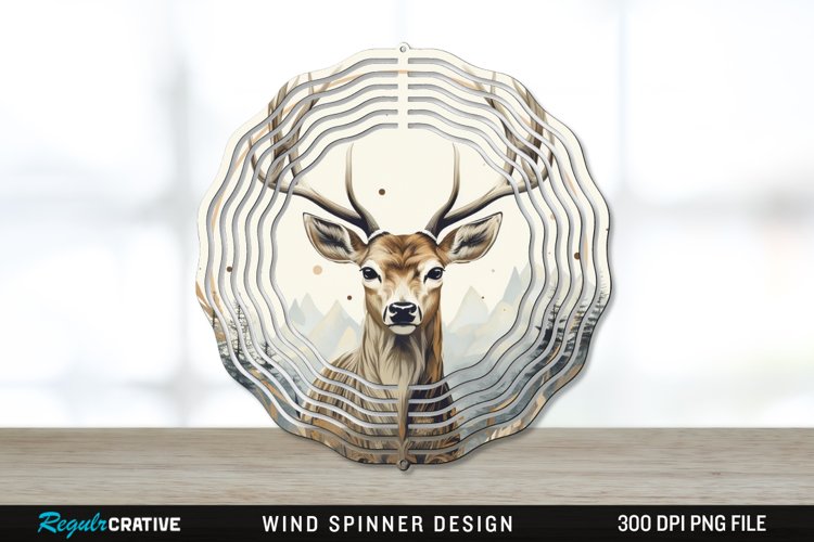 Vintage Deer Wind Spinner Sublimation PNG Design