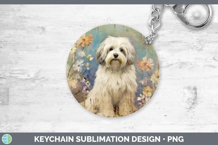 Vintage Dogs Havanese Dog Keychain Sublimation Keyring Desig