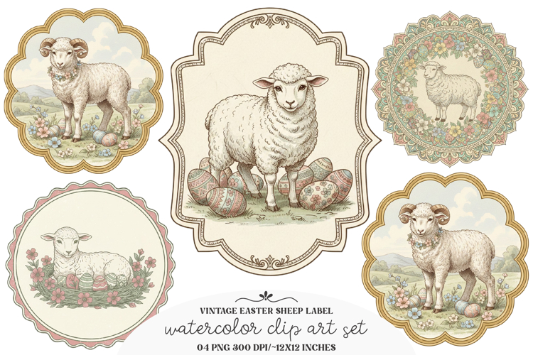 Vintage Easter Sheep Label Printable