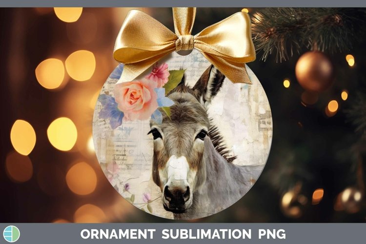 Vintage Farm Donkey Ornament Sublimation Bauble Designs