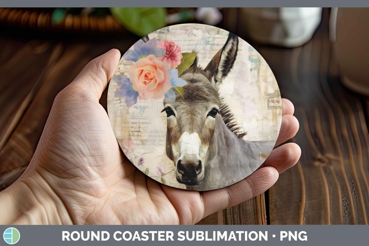 Vintage Farm Donkey Round Coaster Sublimation Coaster Design