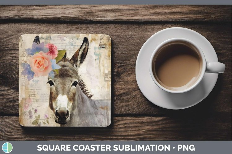 Vintage Farm Donkey Square Coaster Sublimation Coaster Desig