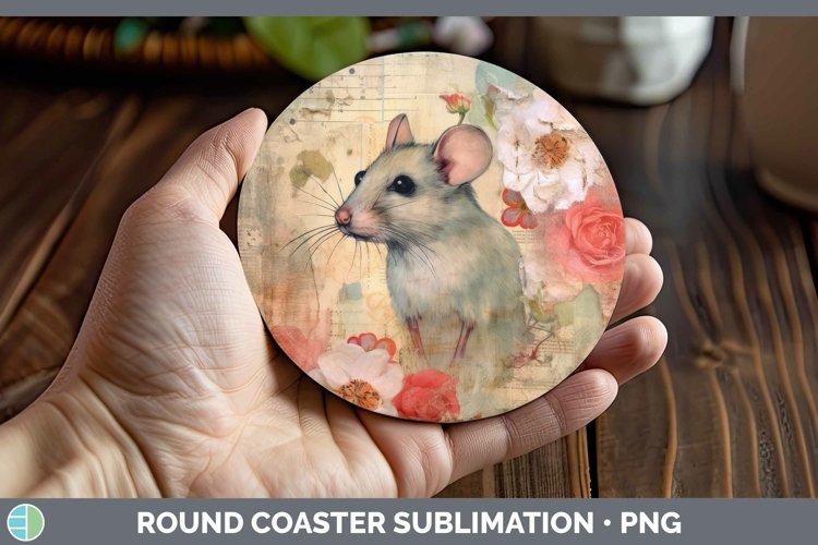 Vintage Farm Mouse Round Coaster Sublimation Coaster Designs