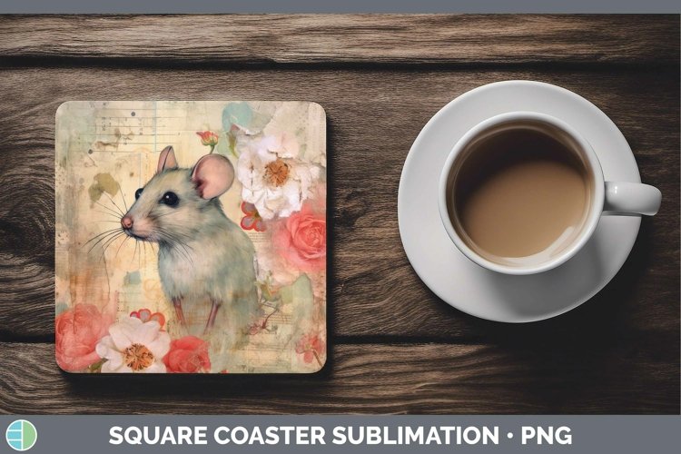 Vintage Farm Mouse Square Coaster Sublimation Coaster Design