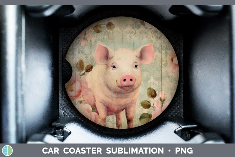 Vintage Farm Pig Car Coaster Sublimation Coaster Designs