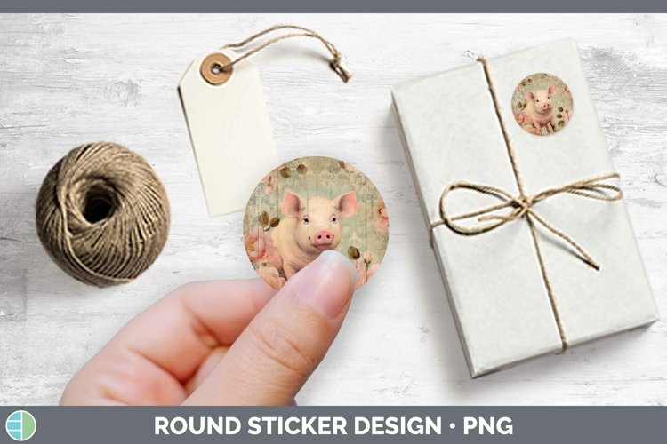 Vintage Farm Pig Stickers | Round Labels Designs