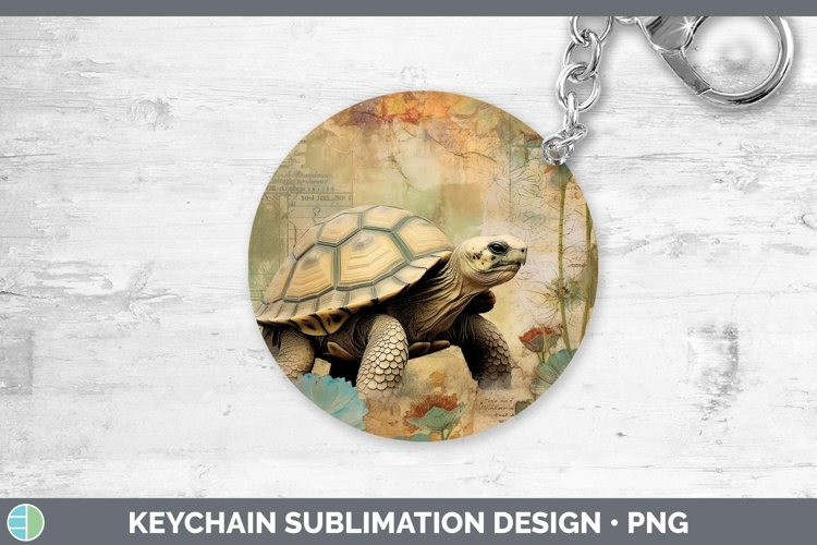 Vintage Farm Tortoise Keychain Sublimation Keyring Designs