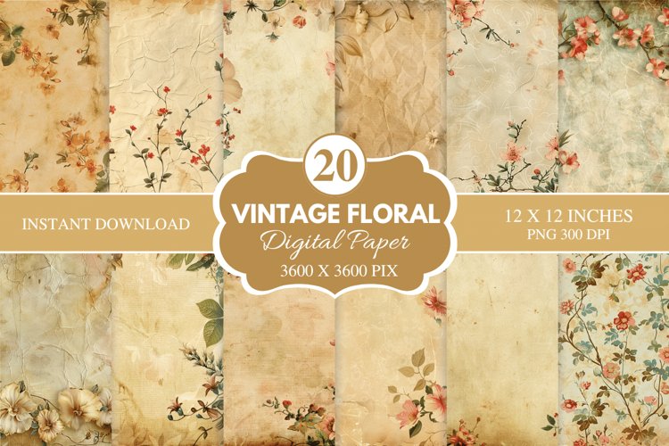 Vintage Floral Seamless Digital Paper Bundle