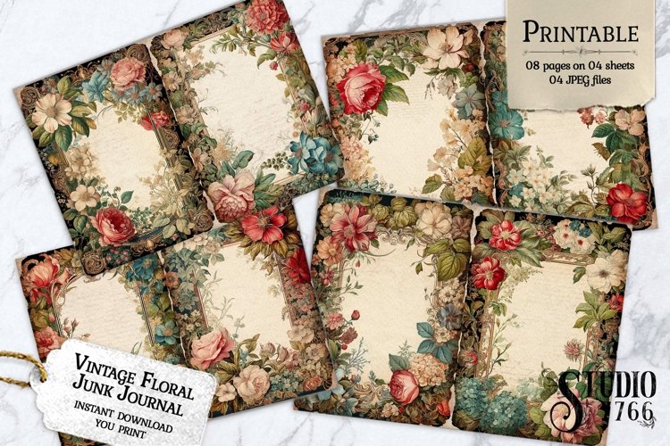 Vintage Floral Junk Journal Pages (3272537)
