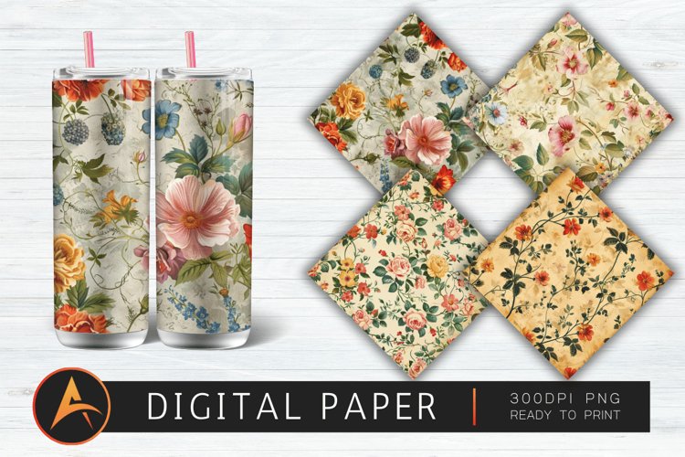 Vintage Flowers Pattern Digital Paper