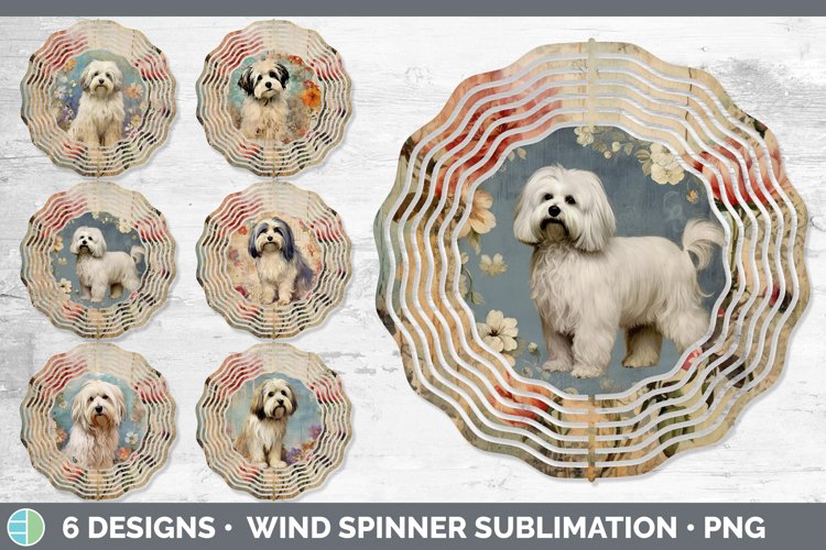 Vintage Havanese Dog Wind Spinner | Sublimation Spinner Desi