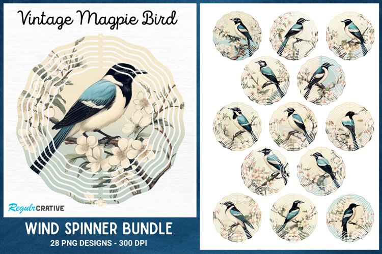 Vintage Magpie Bird Wind Spinner Bundle