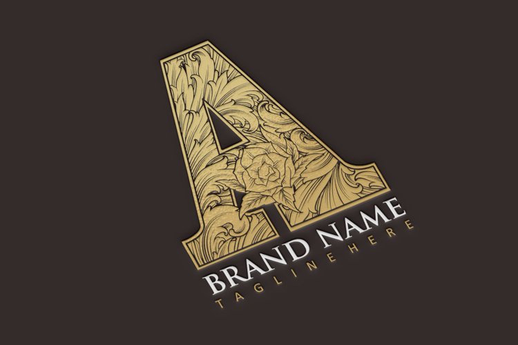 Vintage monogram letter decorative capital initial A