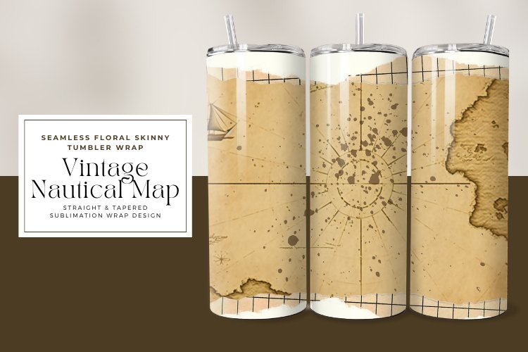Vintage Nautical Map Tumbler Wrap