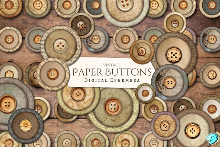 Vintage Paper Button Digital Ephemera
