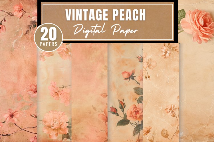 Vintage Peach Digital Paper Bundle