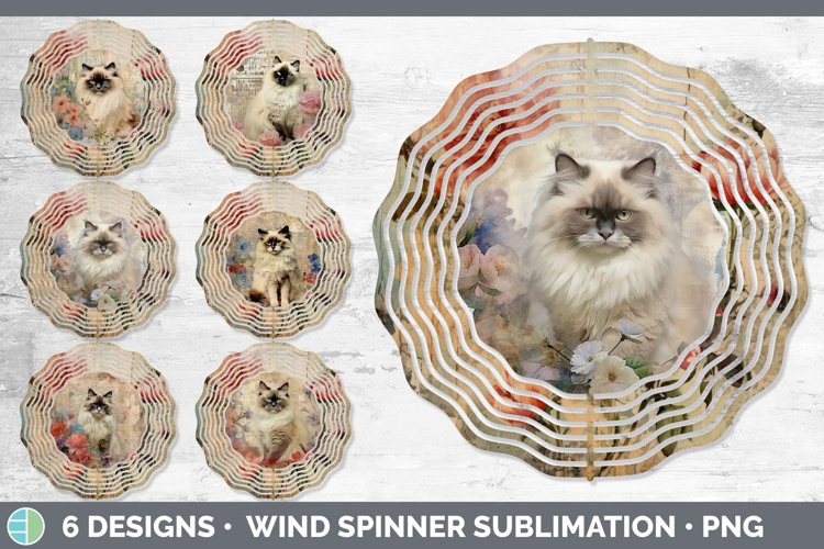 Vintage Ragdoll Cat Wind Spinner | Sublimation Spinner Desig