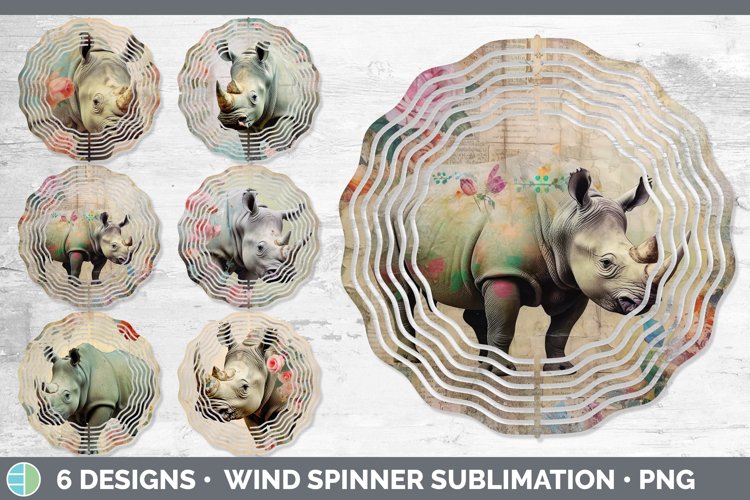 Vintage Rhino Wind Spinner | Sublimation Spinner Designs Bun