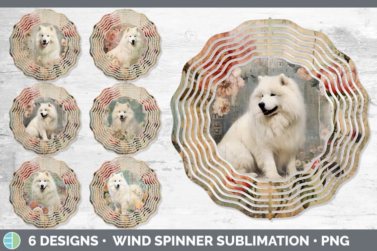 Vintage Samoyed Dog Wind Spinner | Sublimation Spinner Desig