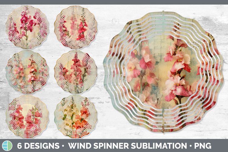 Vintage Snapdragon Flowers Wind Spinner | Sublimation Spinne