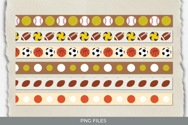 Vintage Sport Ball Seamless Pattern Strips