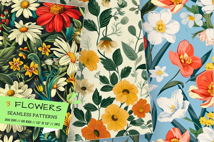 Vintage Spring Garden Digital Pattern, Spring Digital Paper