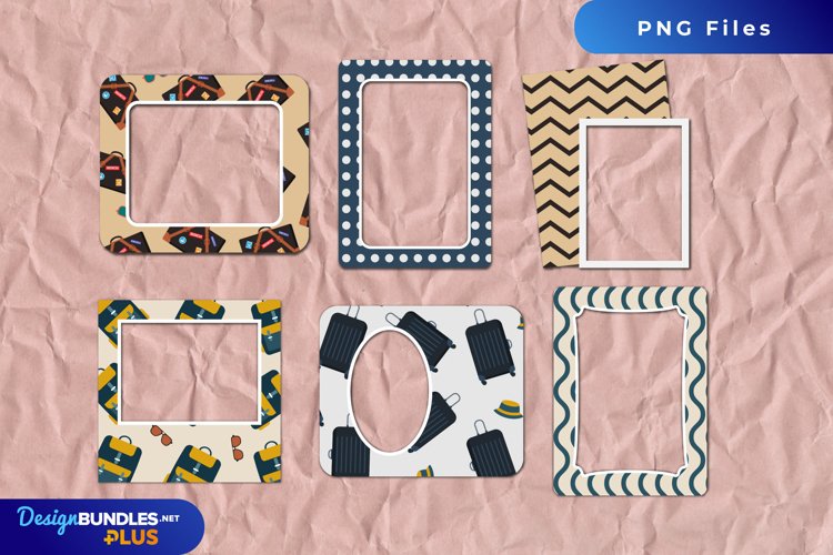 Vintage Travel Suit Cases Pattern Frames