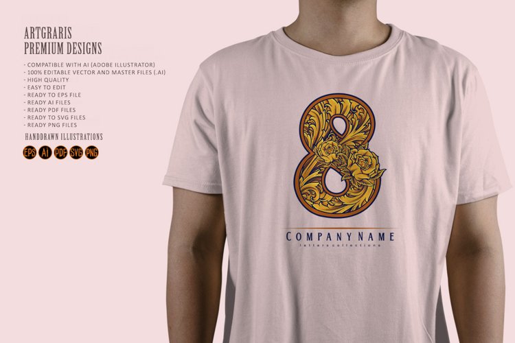 Vintage vibes elegant number 8 monogram logo