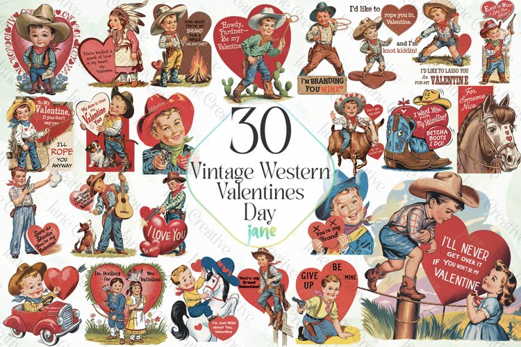 Vintage Western Valentines Day Bundle