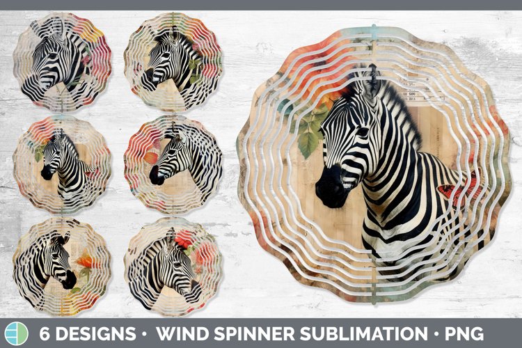 Vintage Zebra Wind Spinner | Sublimation Spinner Designs Bun