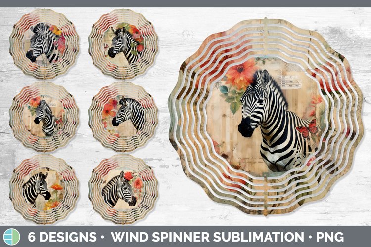 Vintage Zebra Wind Spinner | Sublimation Spinner Designs Bun