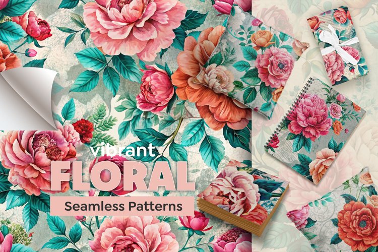 Vibrant Flowers Seamless Patterns