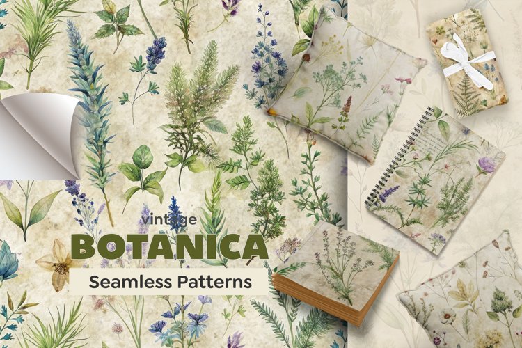 Vintage Botanica Seamless Patterns