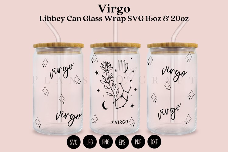 virgo zodiac Libbey Can Glass Wrap SVG 16oz 20oz