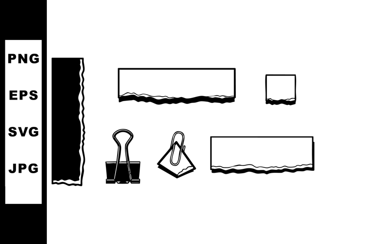 Office Binder Clips Paper Clip and Torn Paper Edges Vector I