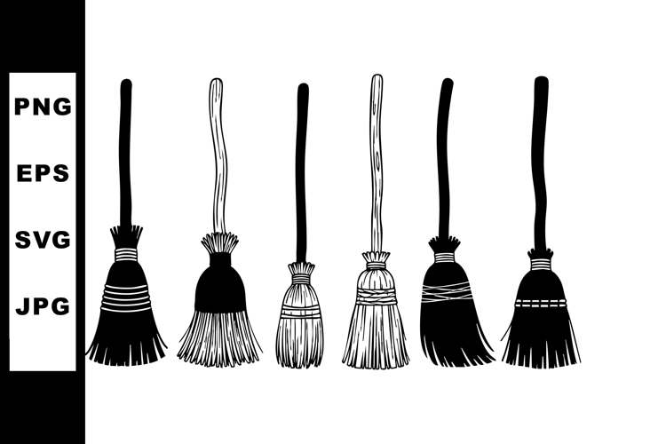 Vintage rustic hand broom collection with varied handles and