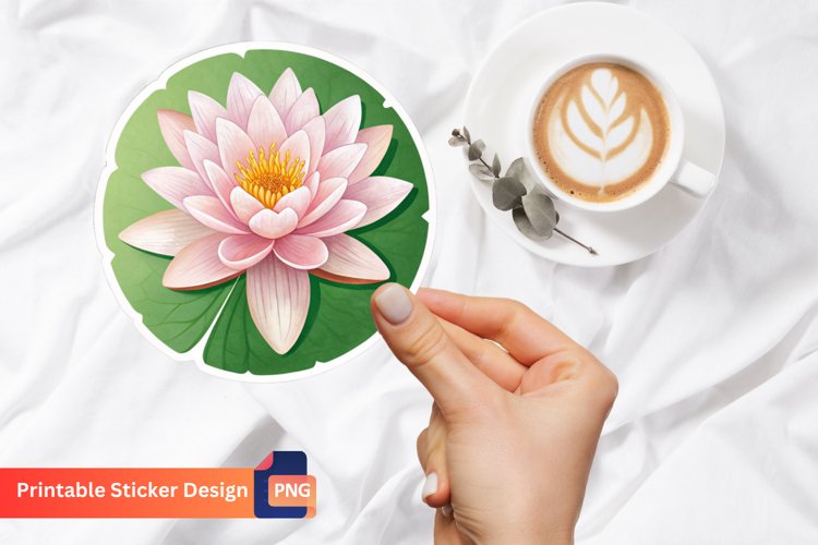 Water Lily Flower Sticker, Beautiful Flower Decal