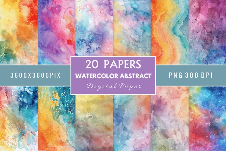 Watercolor Abstract Digital Paper Bundle