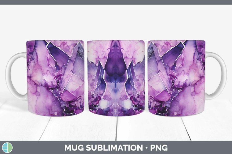 Watercolor Amethyst Mug Wrap Sublimation Coffee Cup Designs
