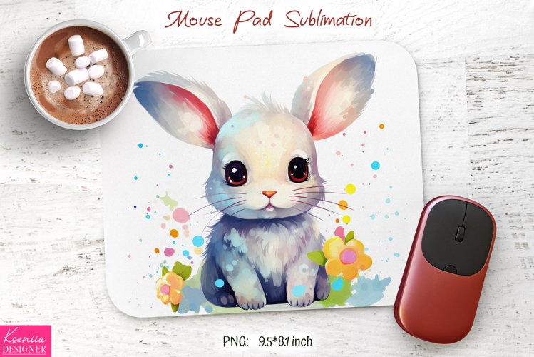 Watercolor White Little Bunny|Kids Mouse Pad (2957937)
