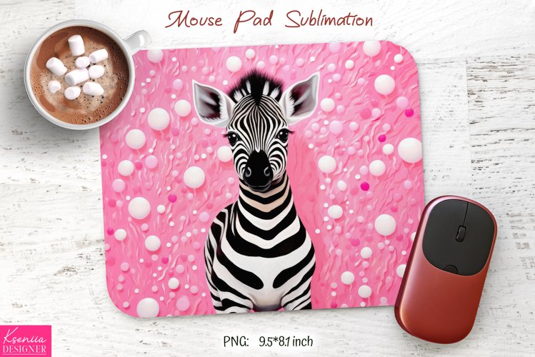 Pink 3d Zebra Design| Mouse Pad Sublimation