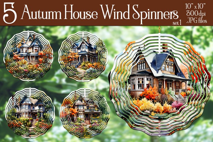 Autumn House Wind Spinner, Fall Colors House Wind Spinners
