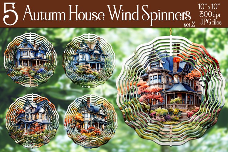 Autumn House Wind Spinner, Fall Colors House Wind Spinners