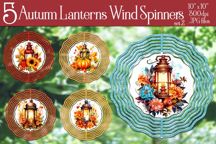 Autumn Lanterns Wind Spinner, Fall Flowers Wind Spinners